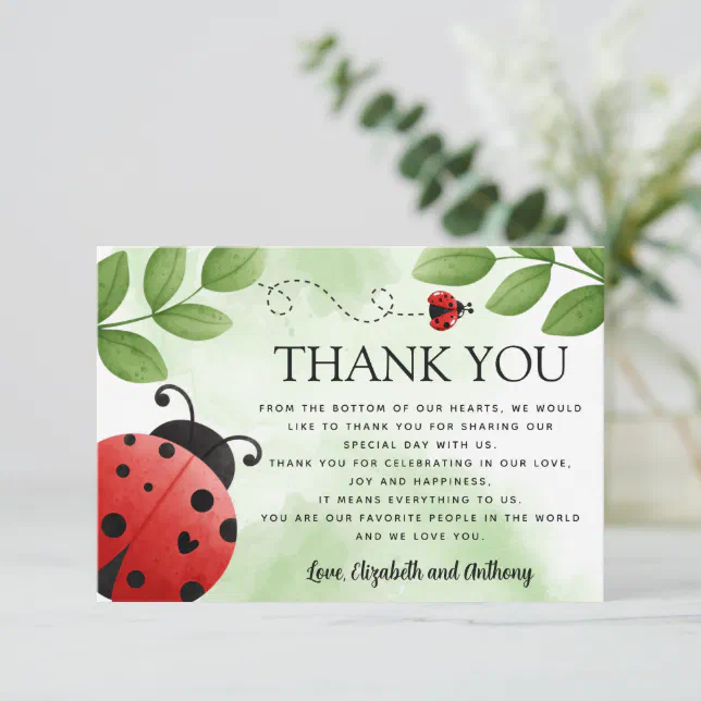 Ladybug Thank You Card | Zazzle