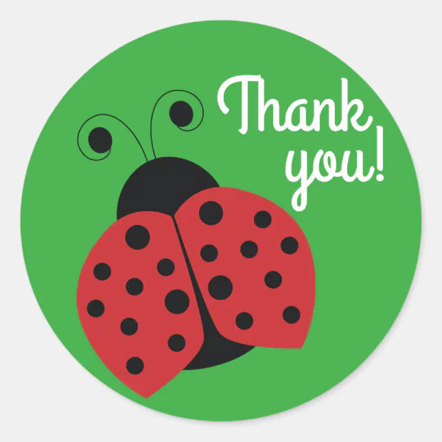 Ladybug Thank you Classic Round Sticker | Zazzle