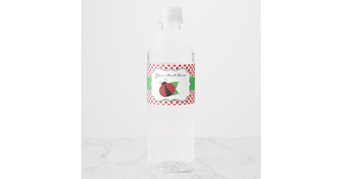 Ladybug Water Bottle Labels-Green & Red Label | Zazzle
