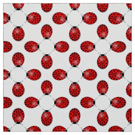 Cute Red Ladybugs Polka Dots Swirls Pattern Fabric | Zazzle.com