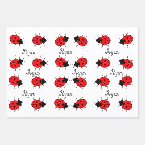 Ladybugs Individual Wrapping Paper Sheet Sets | Zazzle