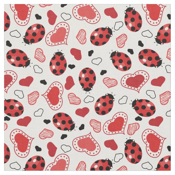 Red Ladybug Pattern Fabric | Zazzle