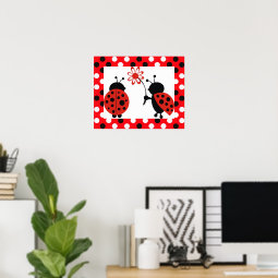 Ladybugs With Flower Poster | Zazzle
