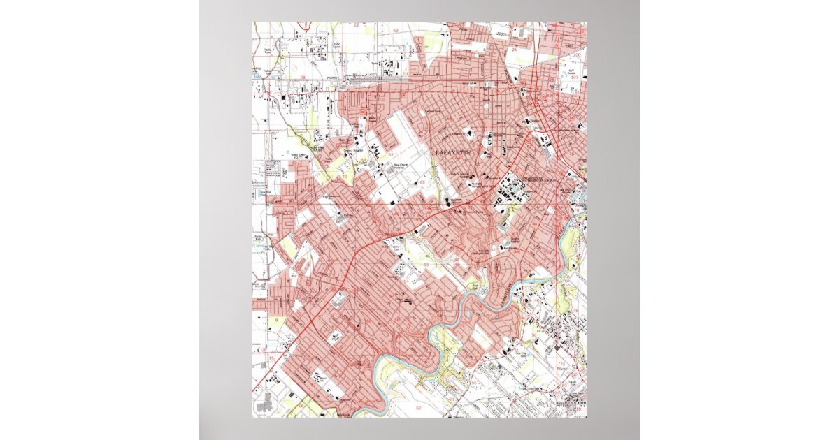 Lafayette Louisiana Map (1983) Poster | Zazzle