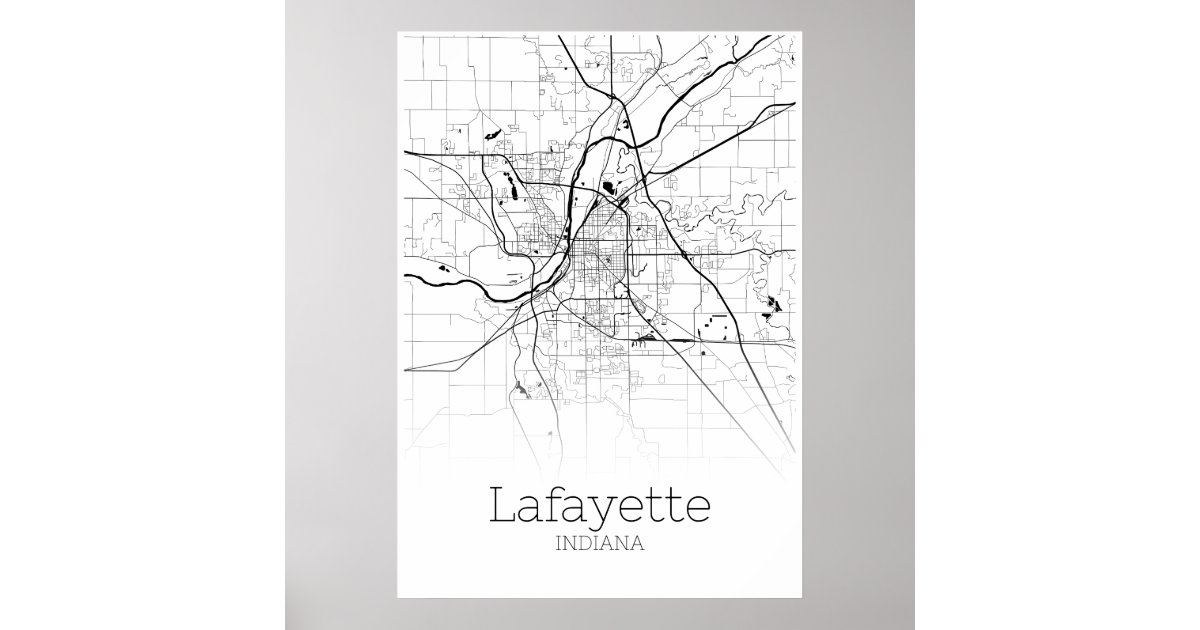 Lafayette Map - Indiana - City Map Poster | Zazzle