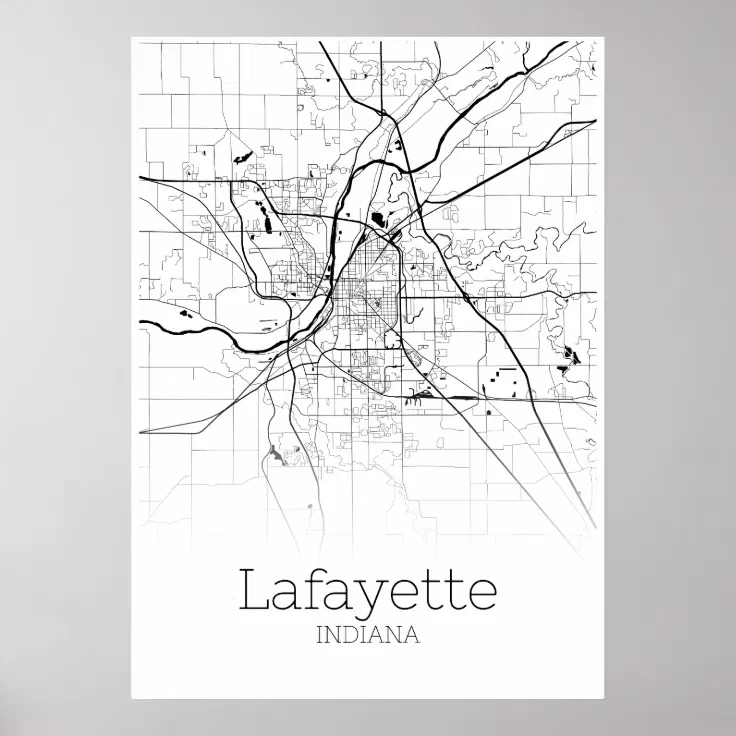 Lafayette Map - Indiana - City Map Poster | Zazzle