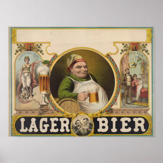 Lager Bier Beer Funny Vintage Poster Art | Zazzle
