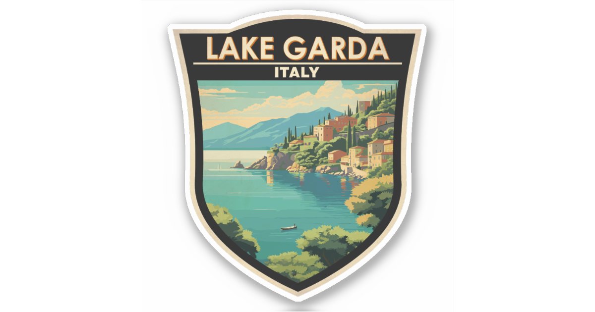 Lago di Garda Italia Travel Art Vintage Sticker | Zazzle