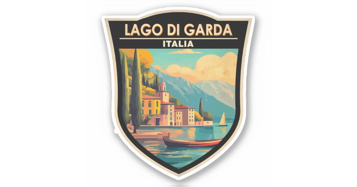 Lago di Garda Italia Travel Art Vintage Sticker | Zazzle