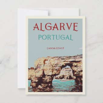 Lagoa coast illustration Algarve Portugal Postcard | Zazzle