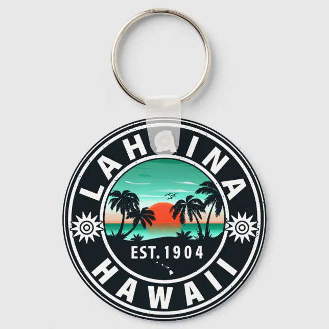 Lahaina Hawaii Beach Retro Sunset Souvenir 60s Keychain | Zazzle