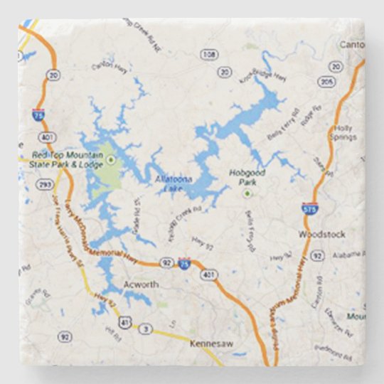 Lake Allatoona, Map, Georgia, Marble Coasters. Stone Coaster | Zazzle.com