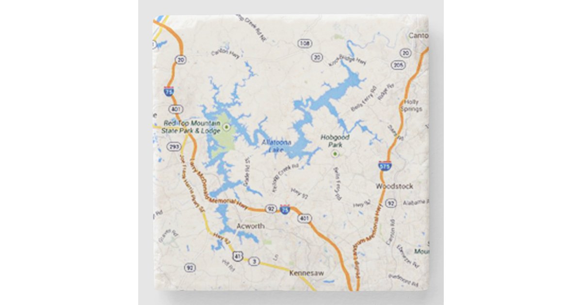 Lake Allatoona, Map, Georgia, Marble Coasters. Stone Coaster | Zazzle