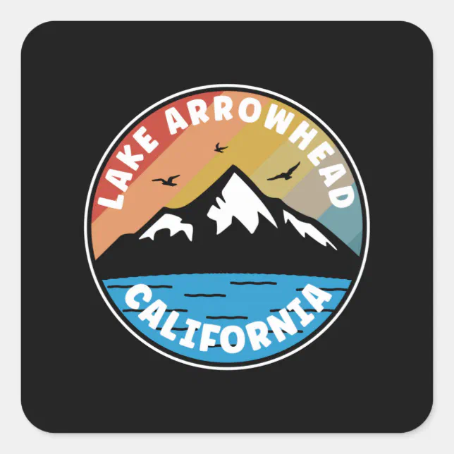 Lake Arrowhead - California Vintage Square Sticker | Zazzle