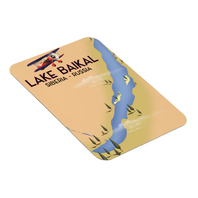 Lake Baikal Siberia Russian travel poster Map Magnet | Zazzle