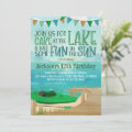 Lake Birthday Invitation Canoe Kayak Fishing | Zazzle