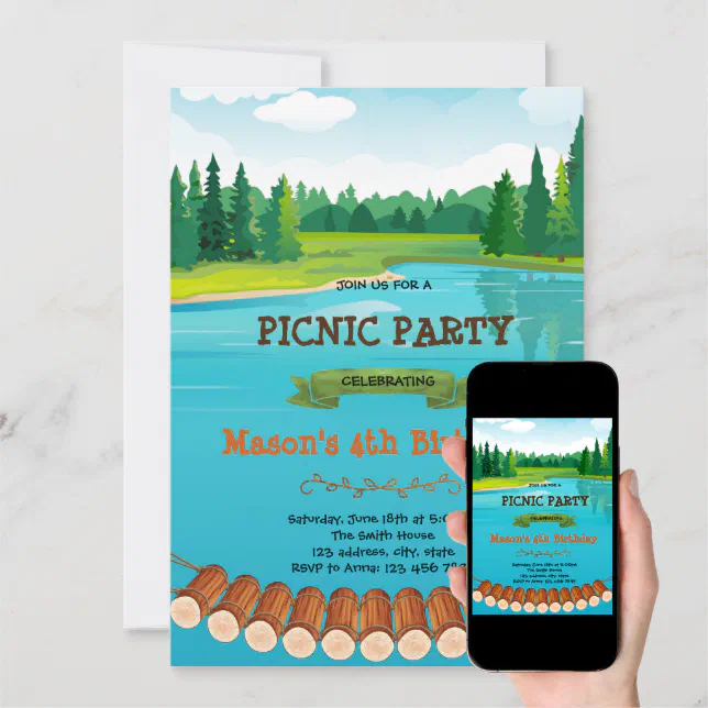 Lake birthday party invitation | Zazzle