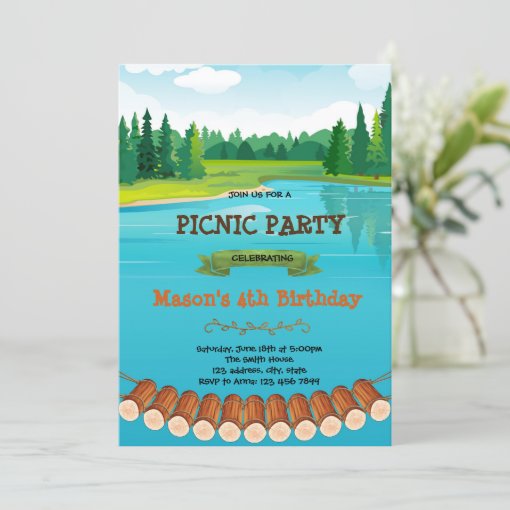 Lake birthday party invitation | Zazzle