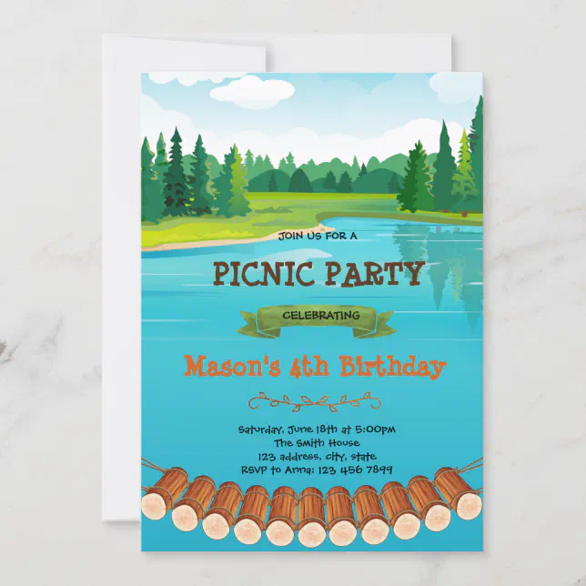 Lake birthday party invitation | Zazzle