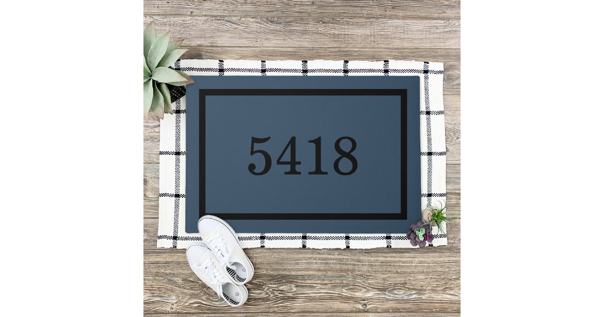 Lake Blue Personalized Address Number Doormat | Zazzle