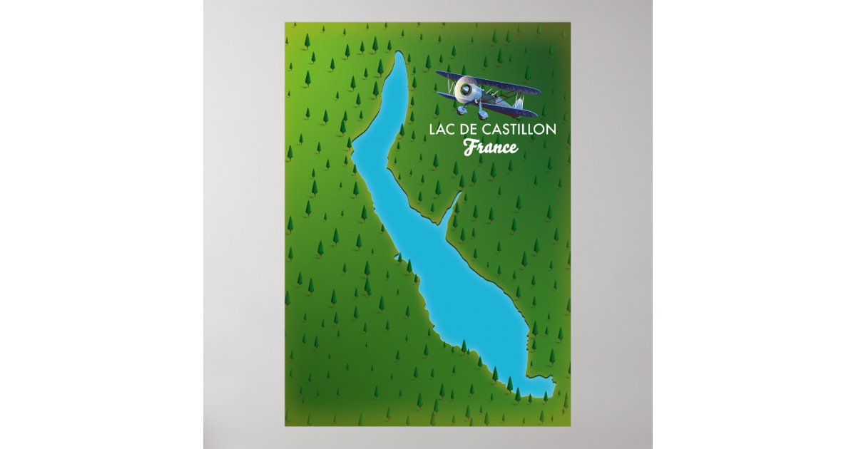 Lake Castillon France map Poster | Zazzle