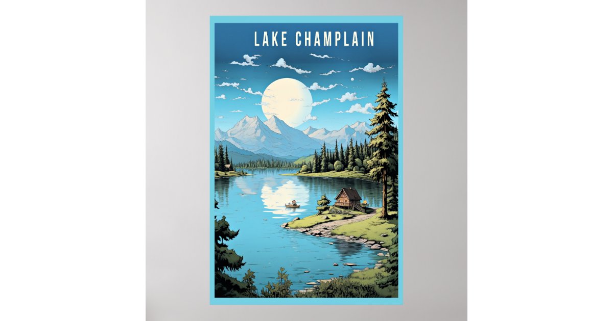 Lake Champlain, Vermont illustration, Poster | Zazzle