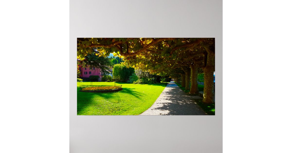 Lake Como Bellagio Walkway Autumn in Italy Poster | Zazzle