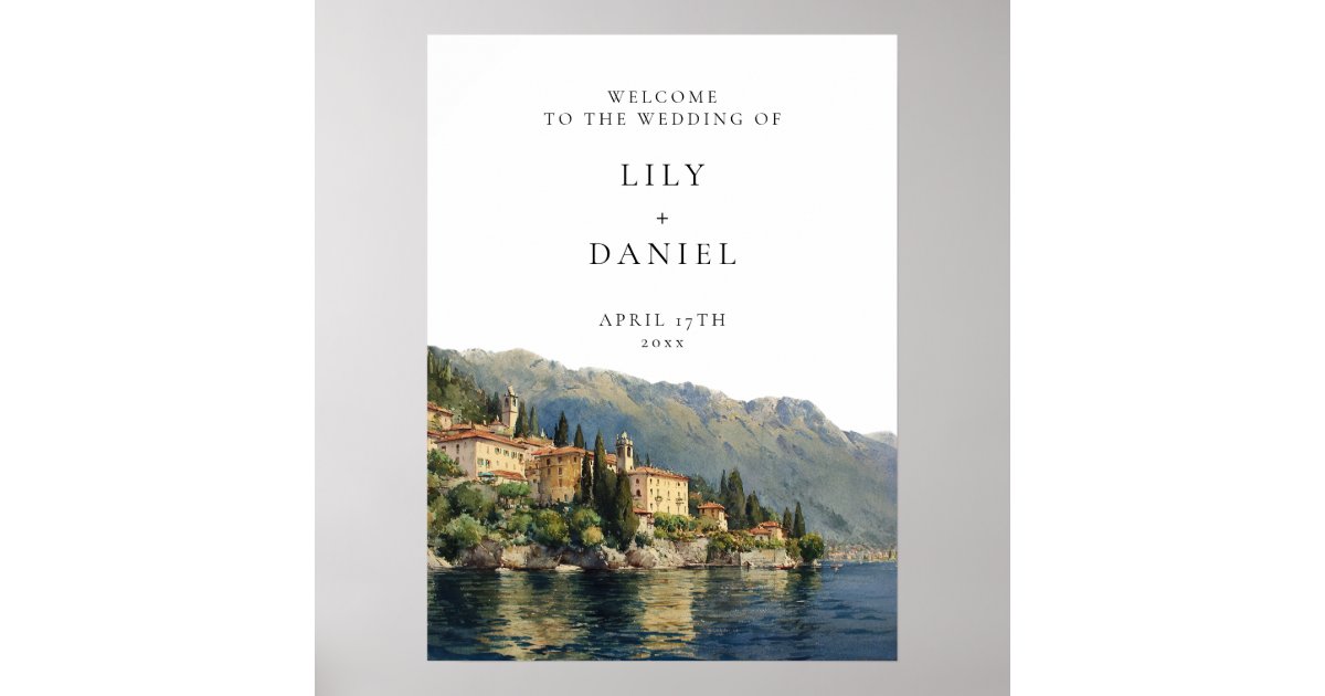 Lake Como Italian Wedding Welcome Sign | Zazzle