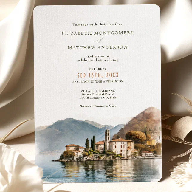 Lake Como Italy Destination Wedding Invitation | Zazzle