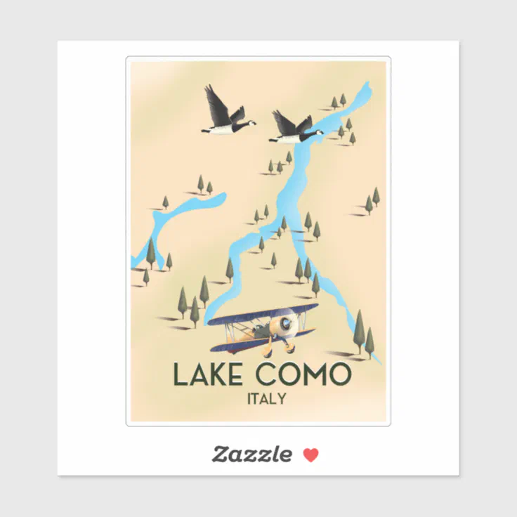Lake Como Italy Map Travel poster Sticker | Zazzle