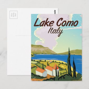 Lake Como Italy travel poster Postcard | Zazzle