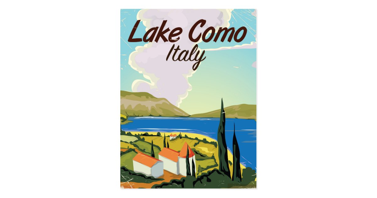 Lake Como Italy travel poster Postcard | Zazzle.com