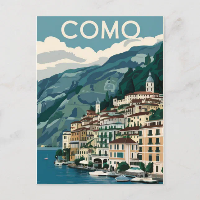 Lake Como Vintage Travel Postcard | Zazzle