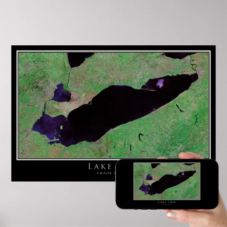 Lake Erie Satellite Poster Map | Zazzle