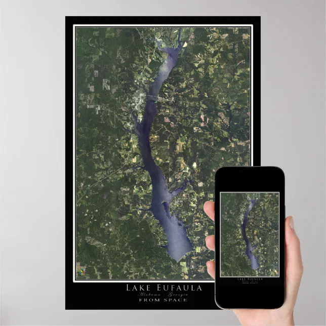 Lake Eufaula Alabama - Georgia Satellite Map Poster | Zazzle