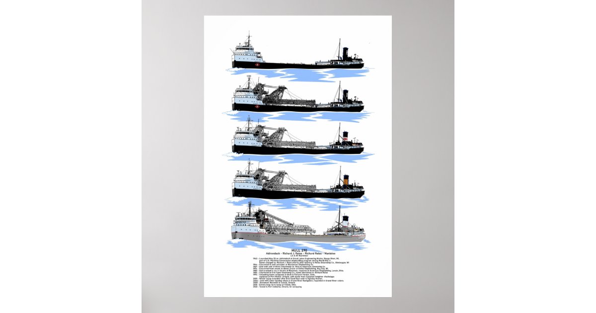 Lake Freighter Manistee history Poster | Zazzle