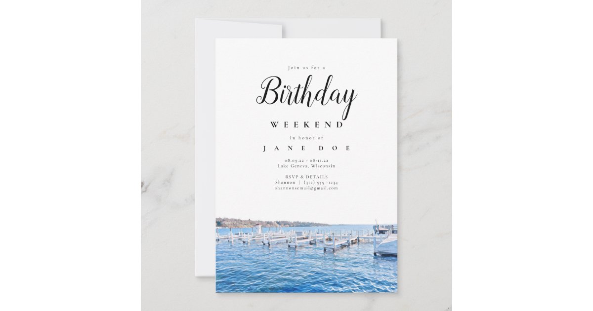 Lake Geneva Wisconsin Birthday Weekend Invitation | Zazzle