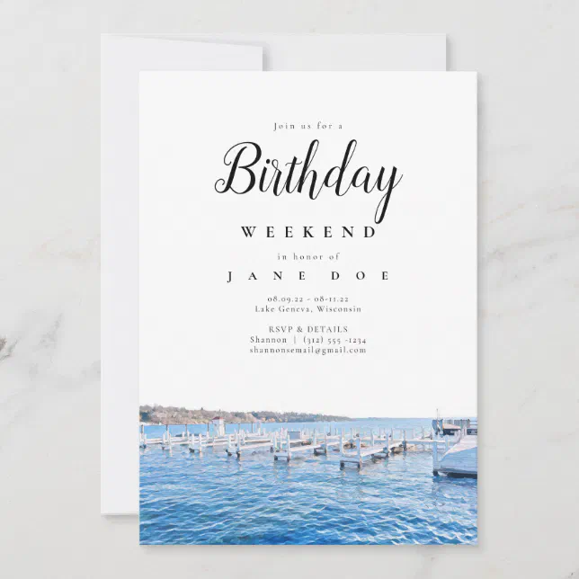 Lake Geneva Wisconsin Birthday Weekend Invitation | Zazzle