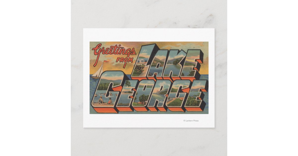 Lake George, New York - Large Letter Scenes Postcard | Zazzle