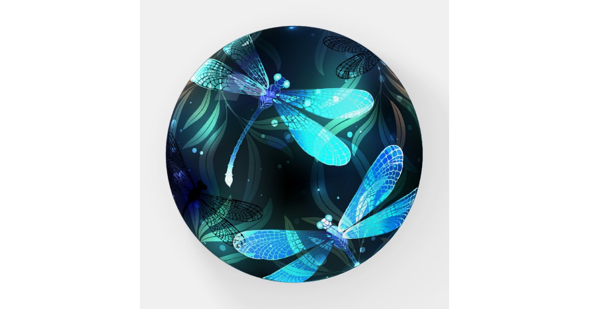 Lake Glowing Dragonflies Paperweight | Zazzle