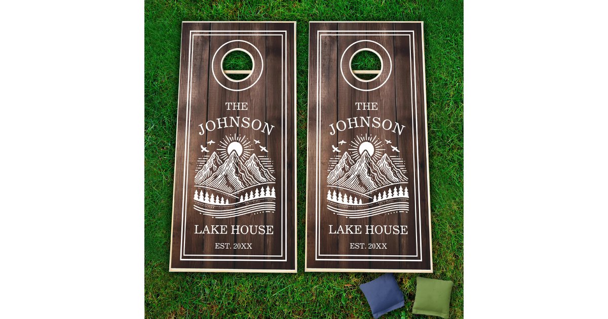 Lake House Custom Name Mountain Cornhole Set | Zazzle