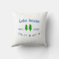 Lake house ets. Date year custom coordinates add n Throw Pillow | Zazzle