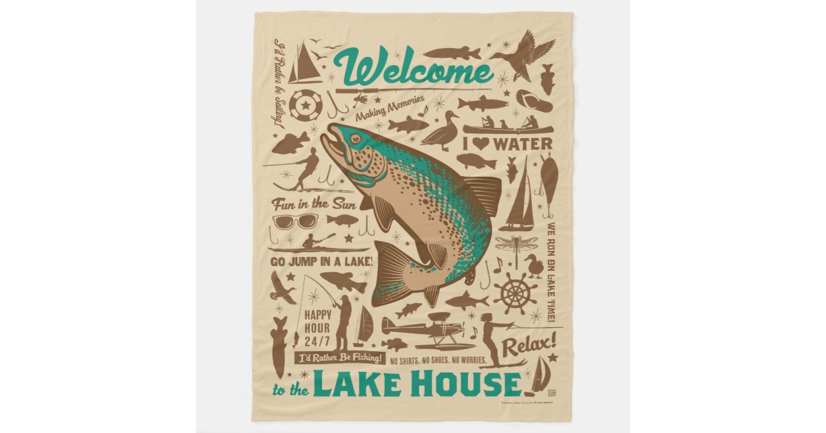 Lake House Pattern Fleece Blanket | Zazzle
