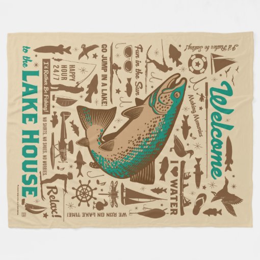 Lake House Pattern Fleece Blanket | Zazzle
