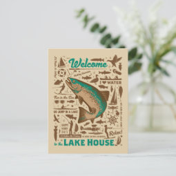 Lake House Pattern Postcard | Zazzle
