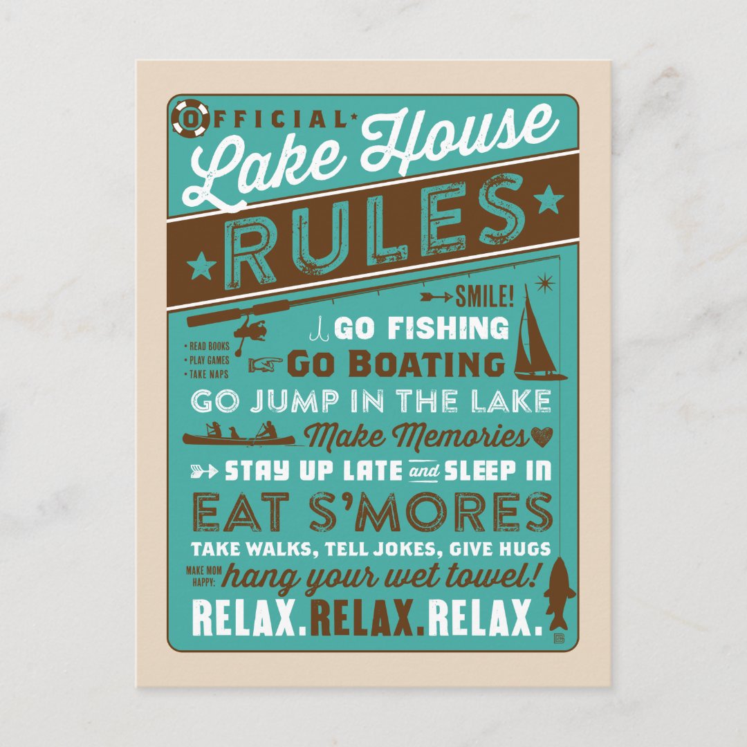 Lake House Rules Postcard | Zazzle