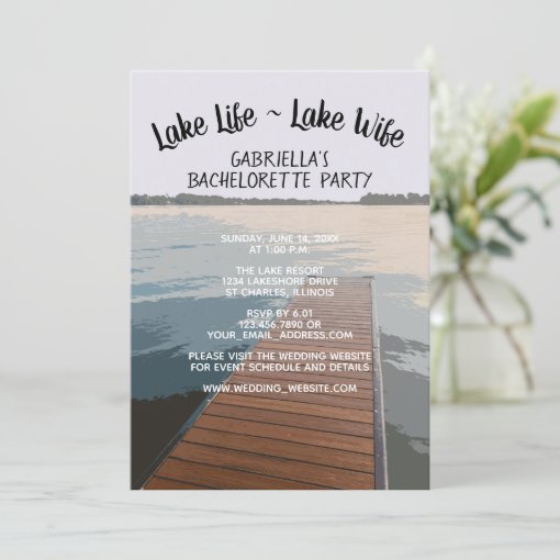 Lake Life - Lake Wife Boat Dock Bachelorette Party Invitation | Zazzle