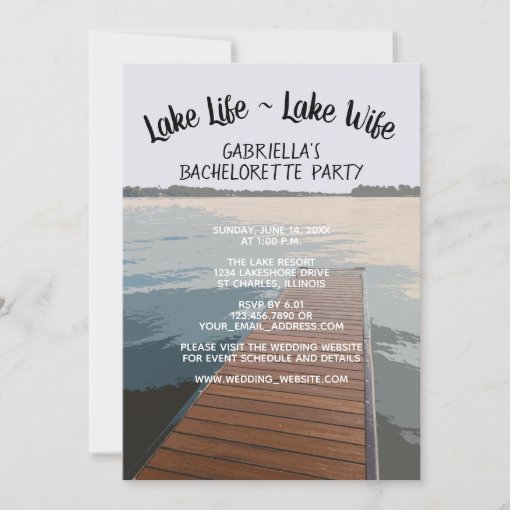 Lake Life - Lake Wife Boat Dock Bachelorette Party Invitation | Zazzle
