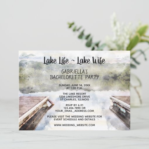 Lake Life - Lake Wife Boat Dock Bachelorette Party Invitation | Zazzle