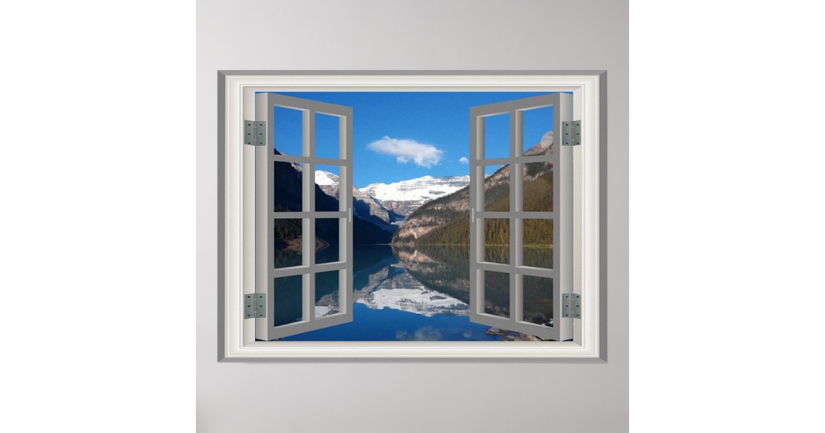 Lake Louise Fake Window Frame Poster | Zazzle